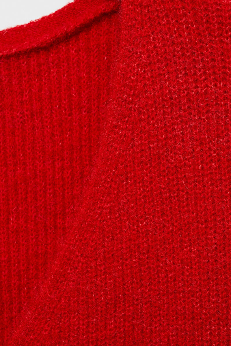 Pull col V Rouge - MANGO 87090423 MNG 25_RED – PointCarré